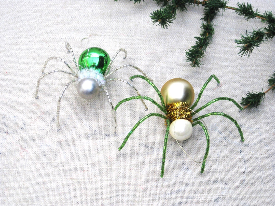 Glass Spider Christmas Tree Ornament, Beaded Insect Holiday Décor ...