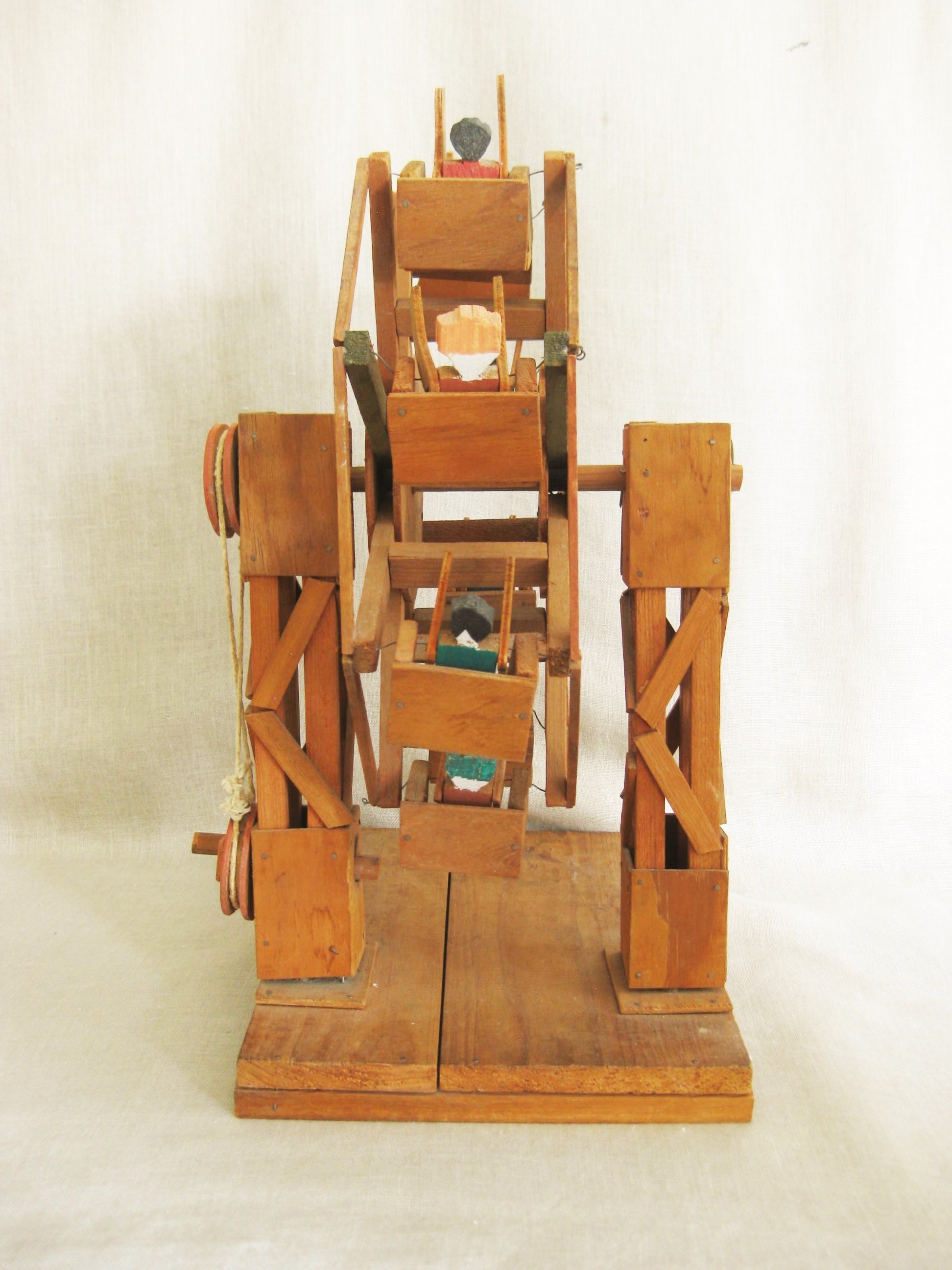 Vintage Folk Art Handmade Wooden Ferris Wheel Toy, Miniature ...
