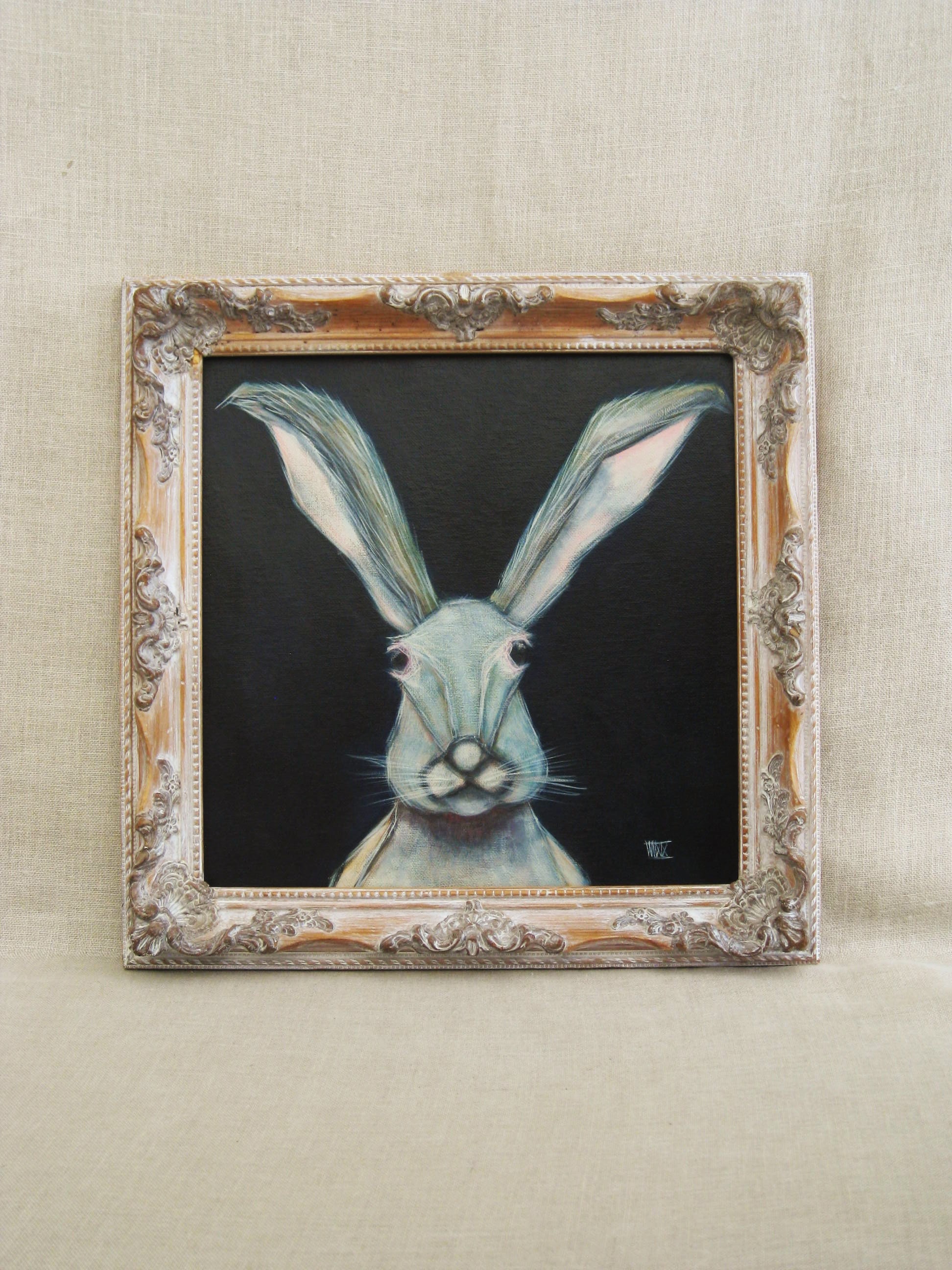 Original Fine Art Portrait Painting of Rabbit, Hare, Hand Painted, 15 x ...
