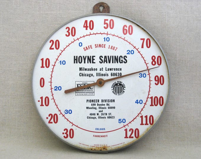 Vintage Round Wall Thermometer Advertising 1970s Chicago Illinois ...