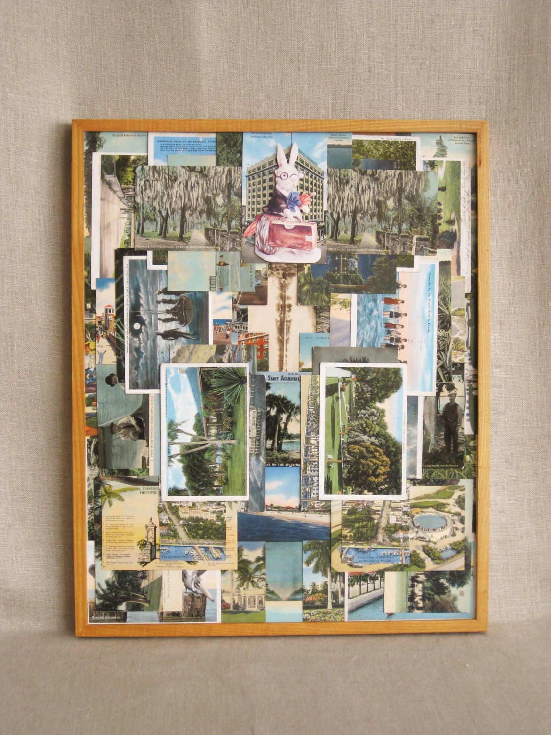 Vintage Religious Collage Crucifix of Antique Post Cards, Framed ...