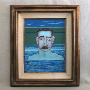 Abstract Male Portrait Painting, Original Contemporary Framed Wall Art ...