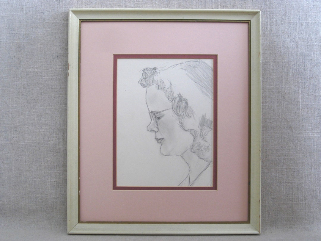 Vintage Female Portrait Drawing, Original Framed, Hilda Wilson Chicago ...