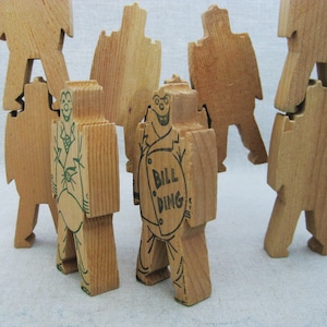 Vintage Bill Ding Stacking Wooden Man Blocks Antique Learning Toys Mid ...