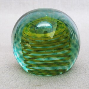 Vintage Paperweight Green Art Glass Big Marble Style Desk Accessory ...