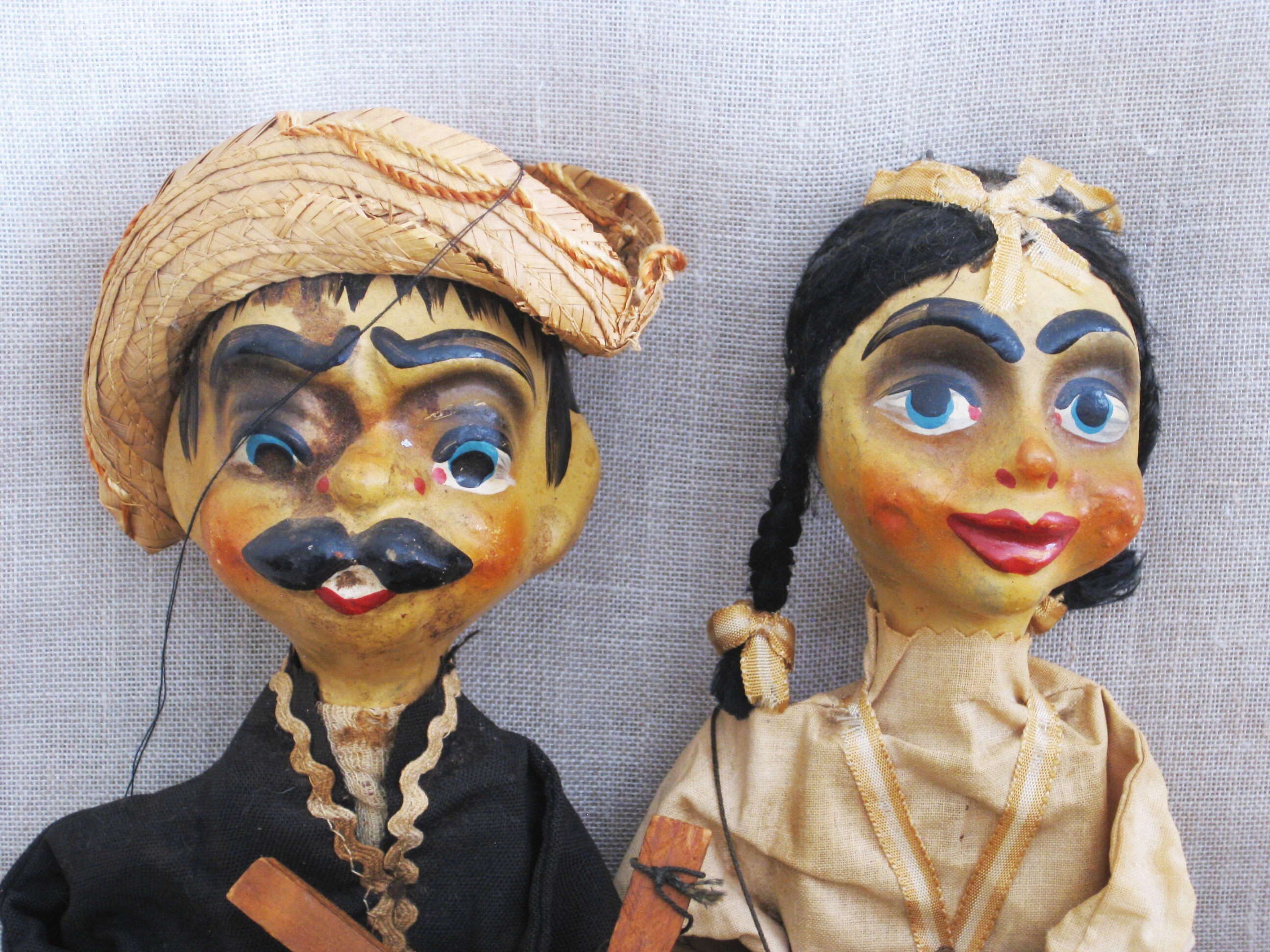 Vintage Pair of Mexican Souvenir Puppets, Marionettes, Male and Female ...