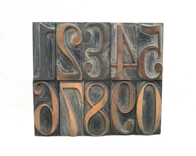 Vintage Letterpress Wood Block Numbers 0 - 9, 3 Inch Full SET Printing ...