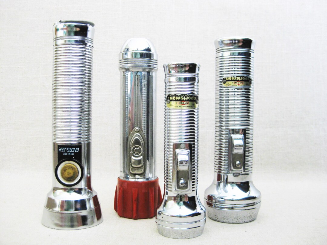 Vintage Flashlight Collection Mid-century Chrome Finish - Etsy