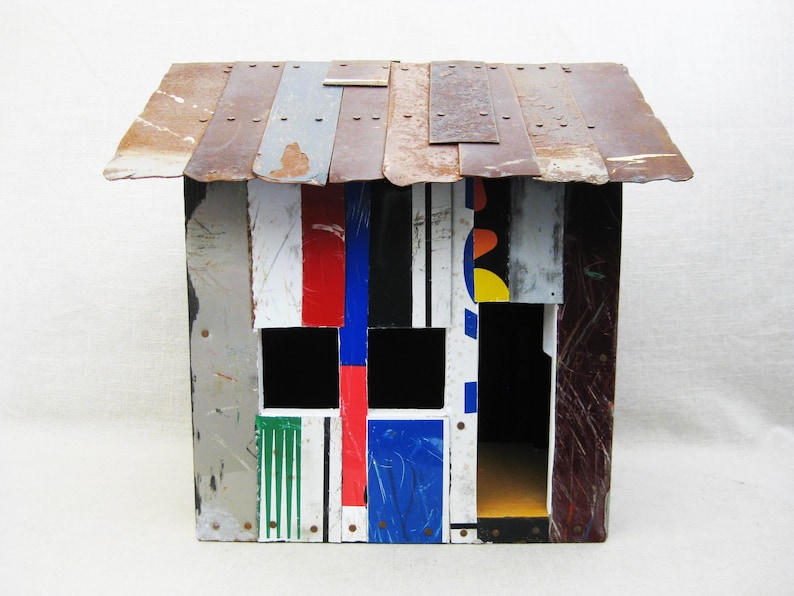 Vintage Folk Art House Sculpture, Contemporary Rustic Cabin Décor ...