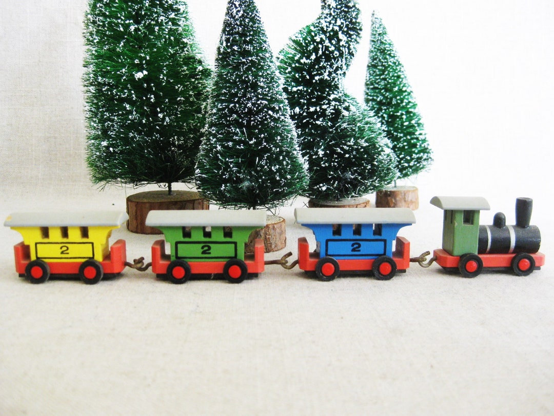 Colorful Miniature Wooden Train, Germany Holiday Christmas Village ...