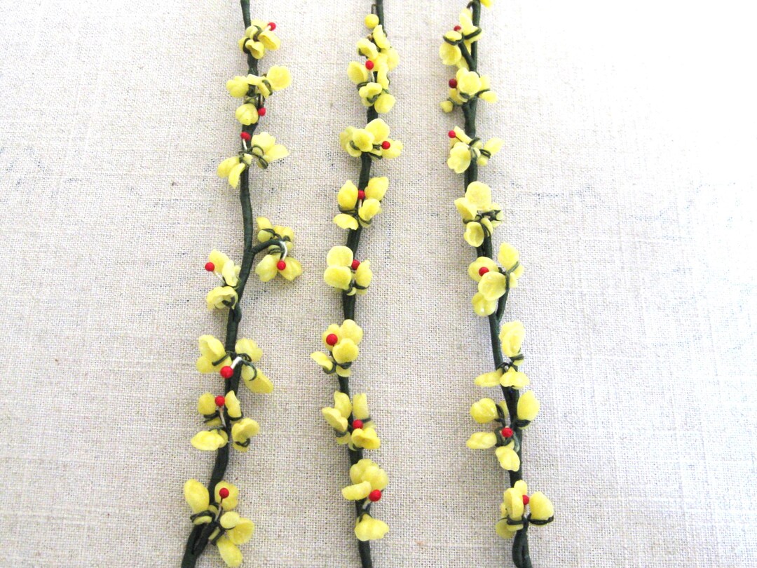 Yellow Glass Flowers, Miniature Orchids on Silken Wire Stem, Vintage ...