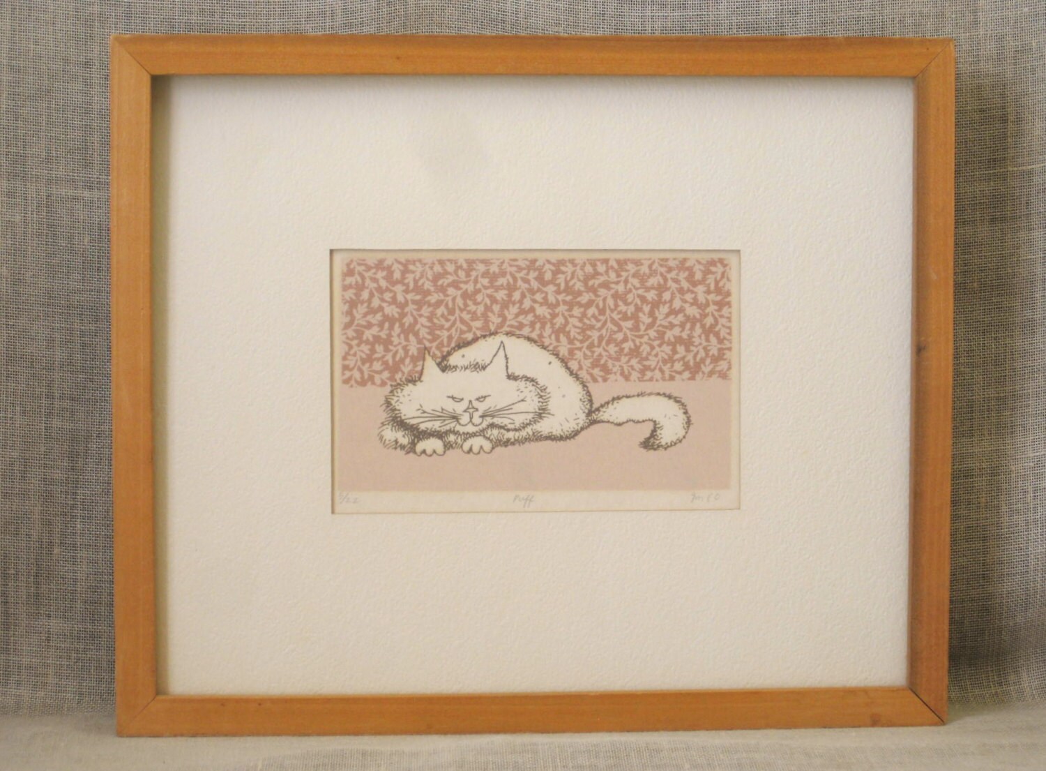 Vintage Original Fine Art Print, Cat, Kitty, Lithograph, Etching ...