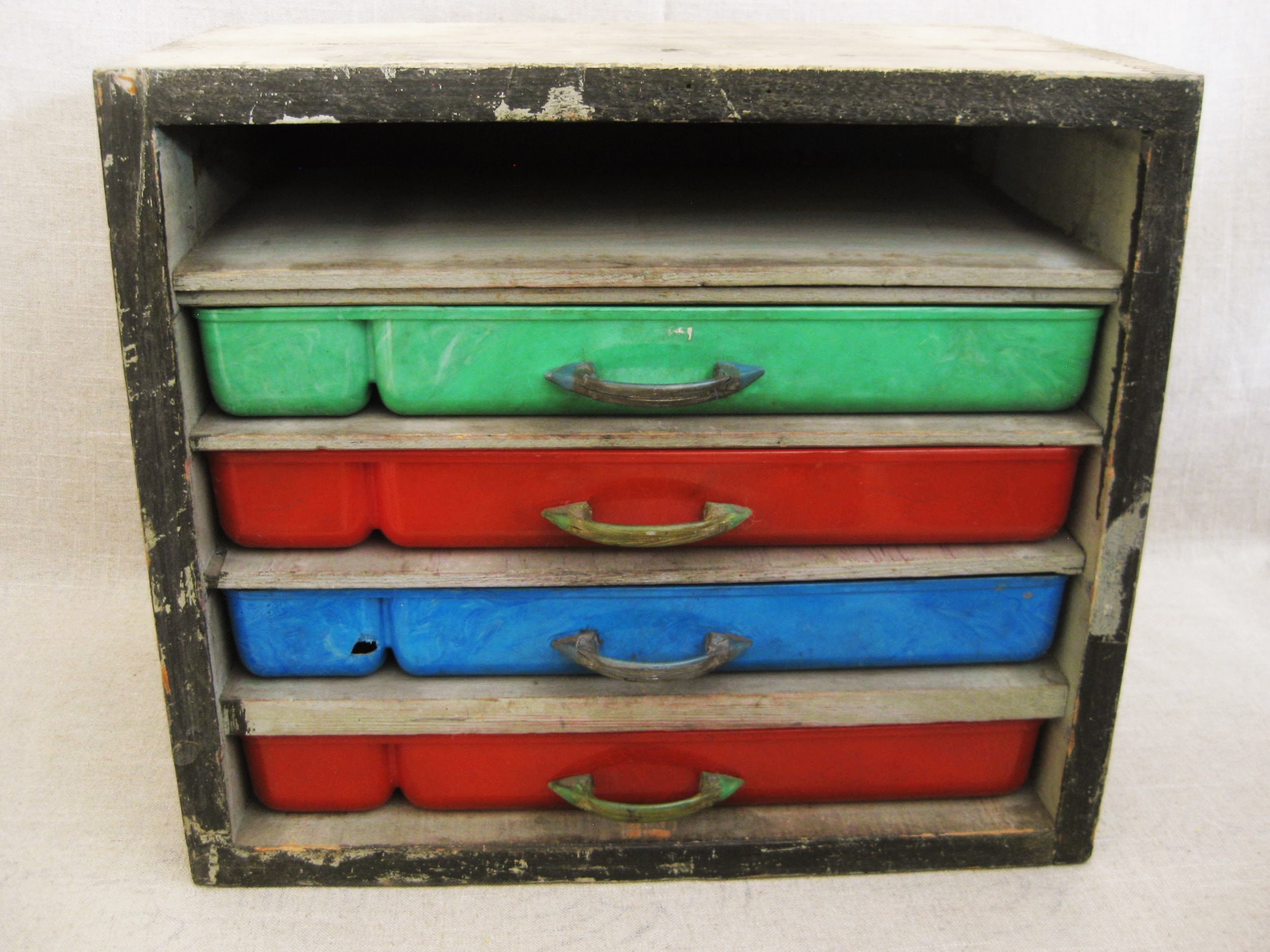 Vintage Chest of Drawers, Primitive Folk Art, Rustic Cabin Decor, Wood ...