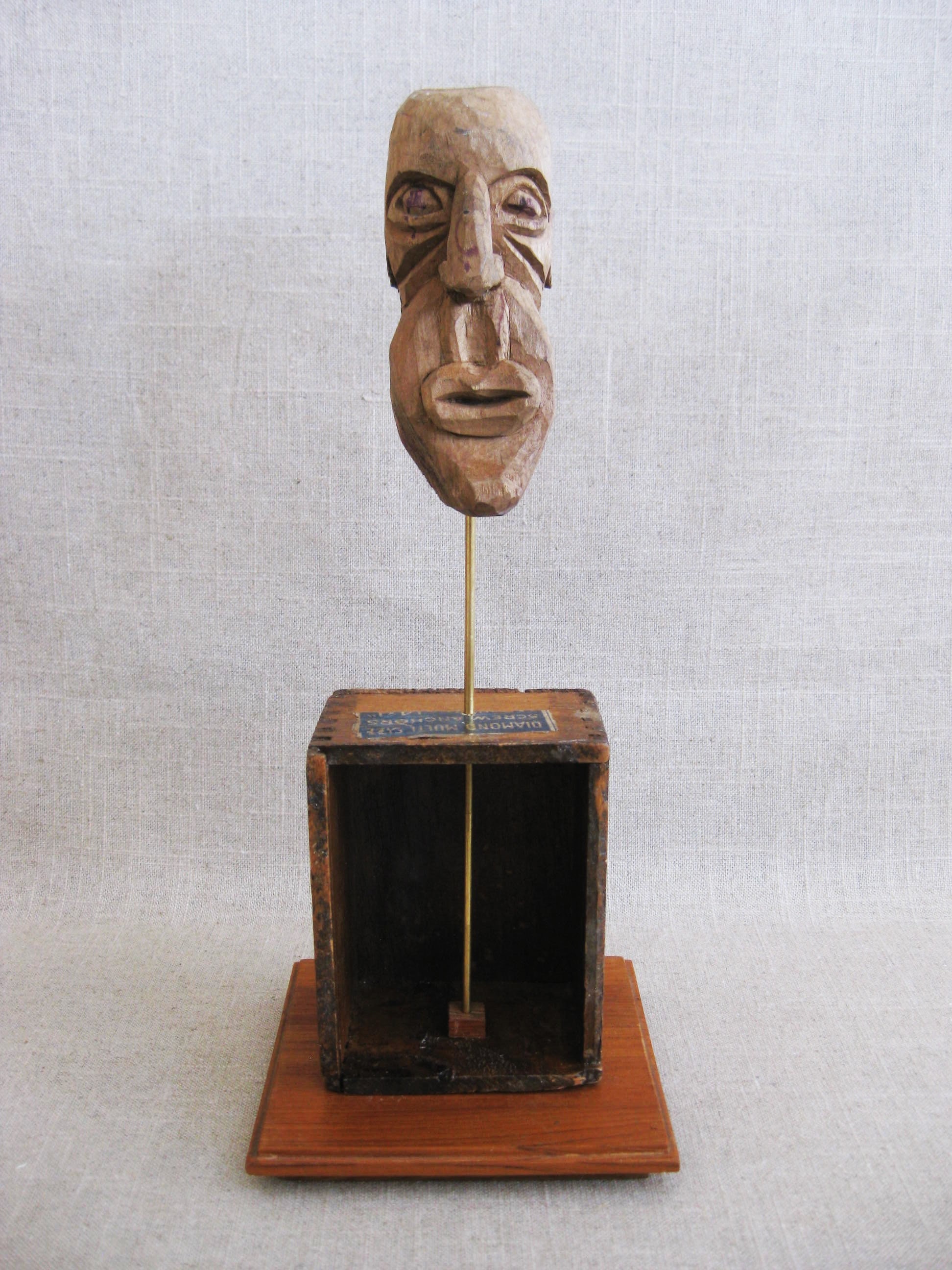 Vintage Male Portrait Folk Art Carving, Hand Carved Sculpture ...