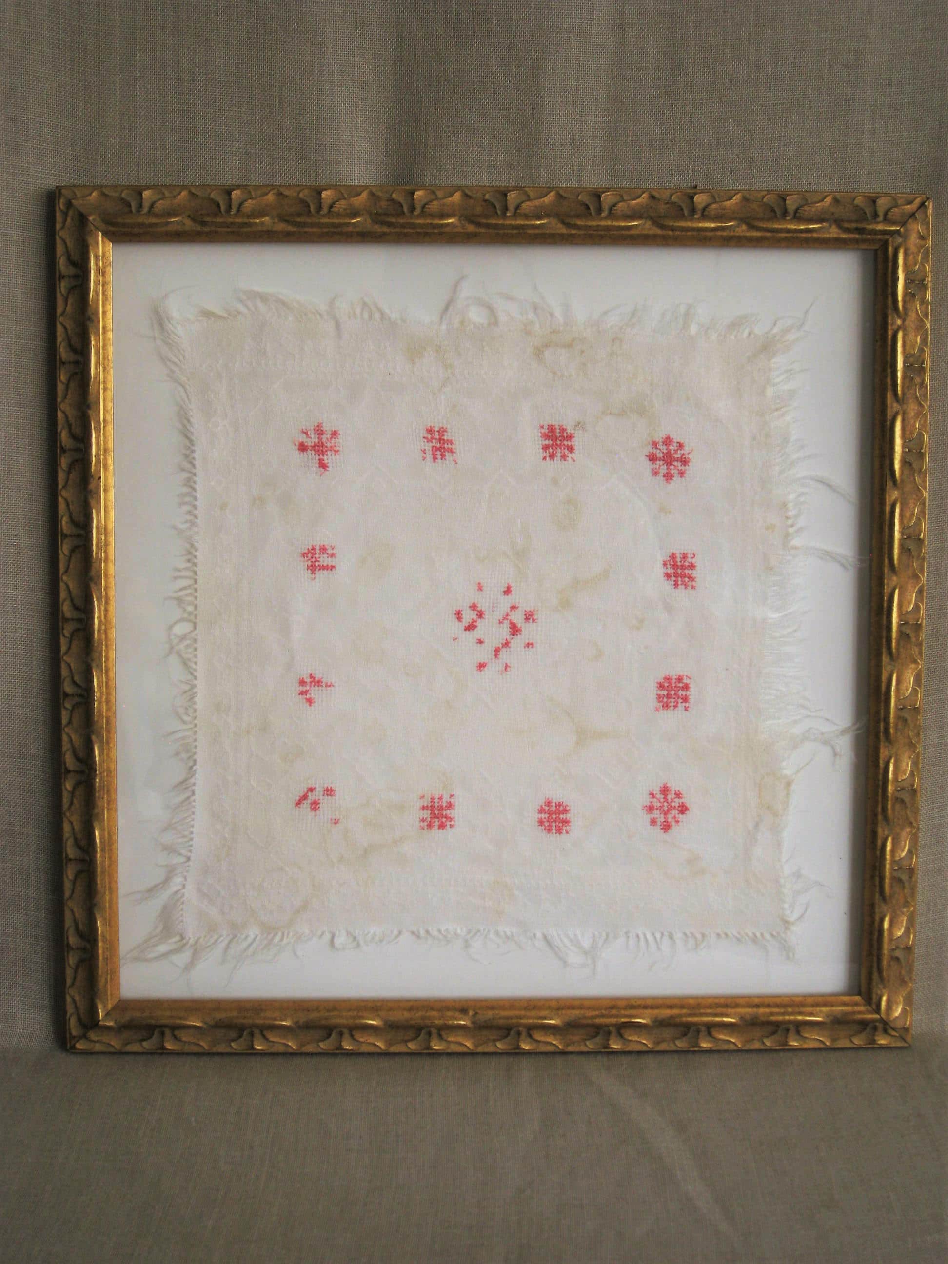 Vintage Framed Embroidered Textile, Wall Decor, Folk Art, Rustic ...