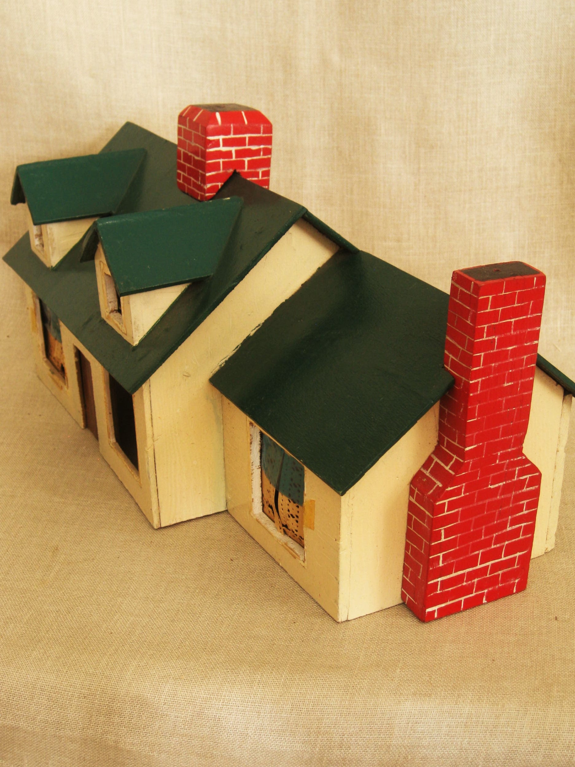 Vintage Folk Art Wooden Doll House, Scale Building, Miniture ...