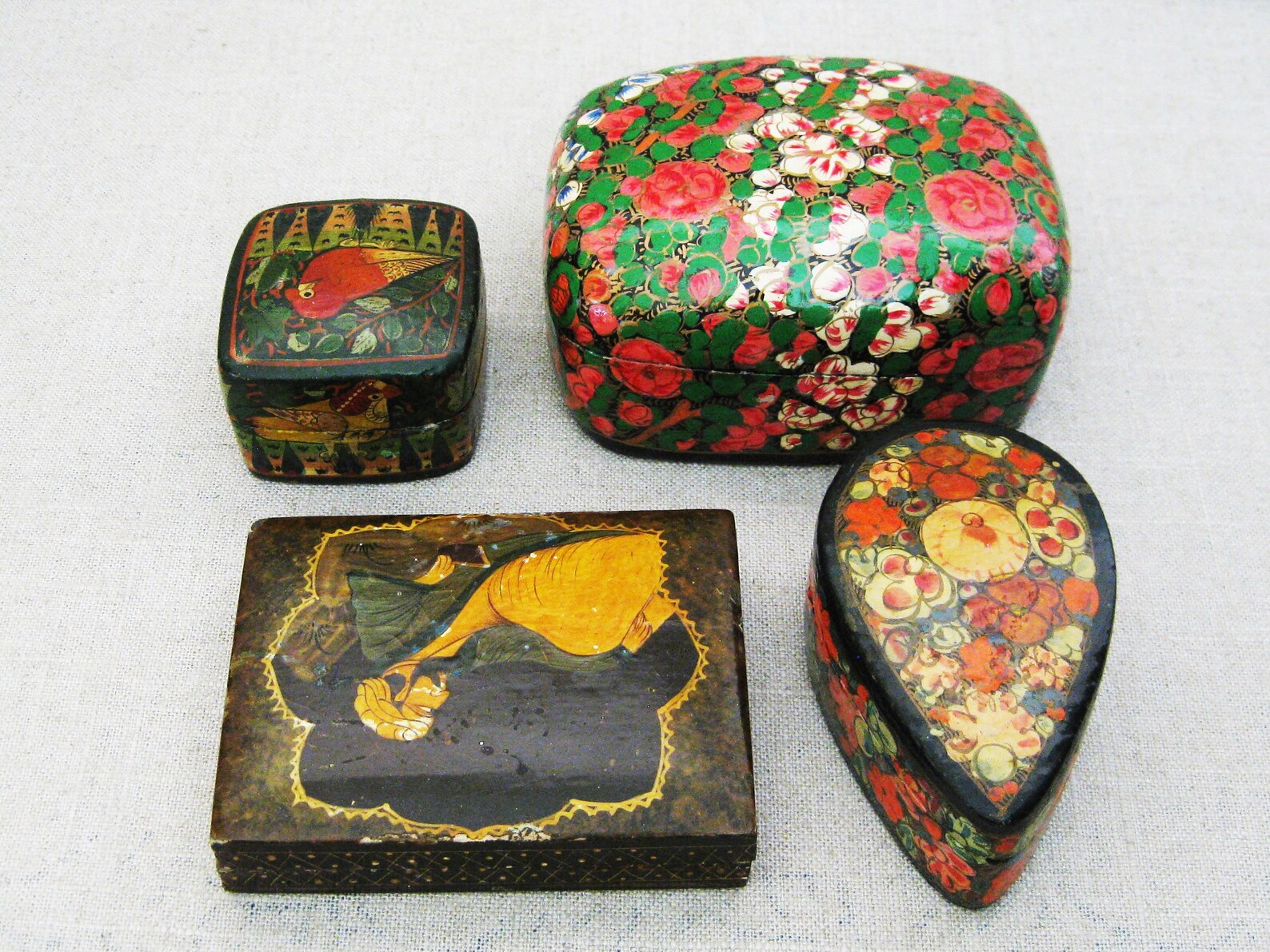 Vintage Box Collection Kashmir Pulp Lacquer Trinket Boxes - Etsy