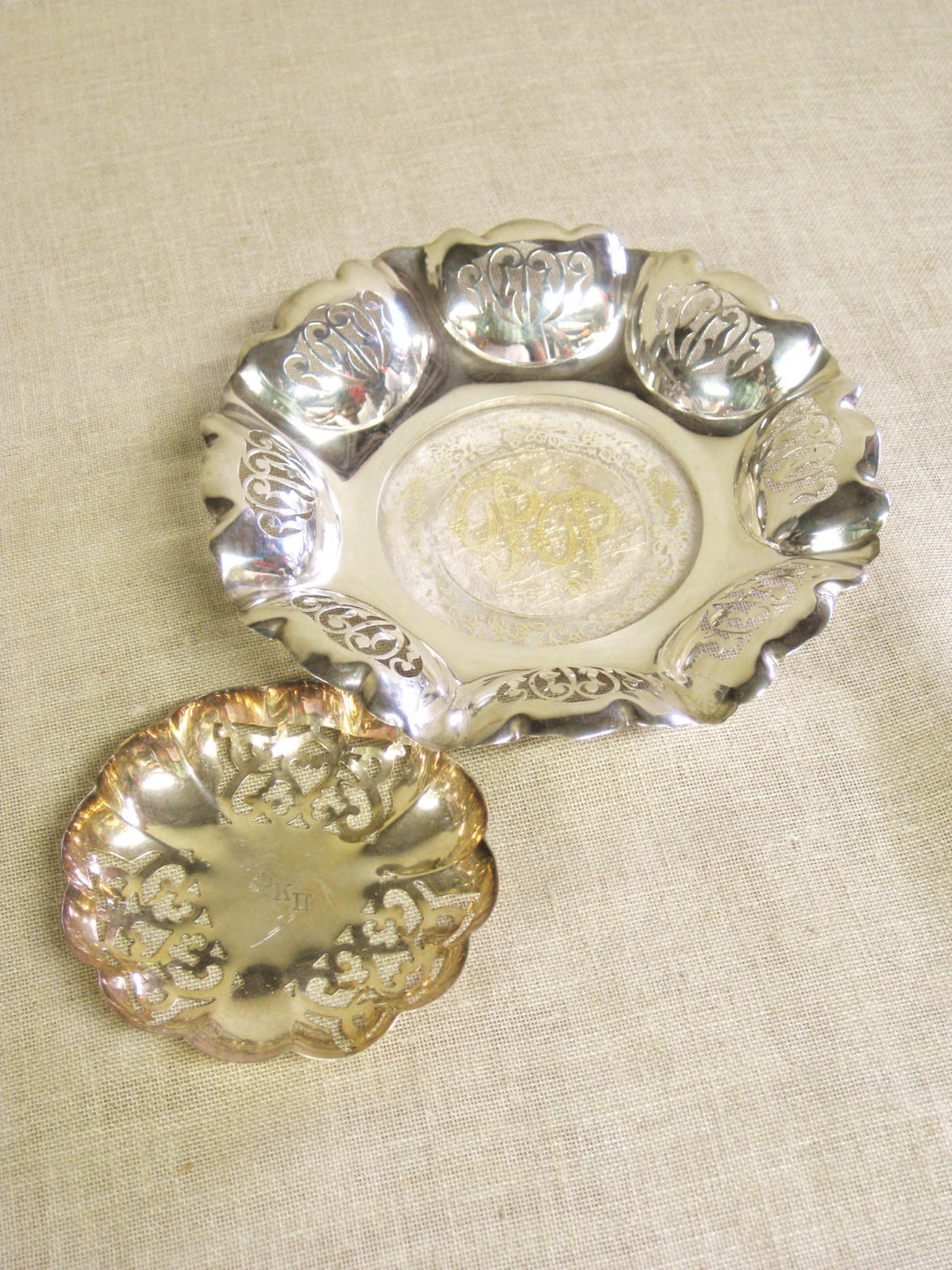 Vintage Silver Dish, Bowl, Perforated, Monogrammed, Metal Dishes ...