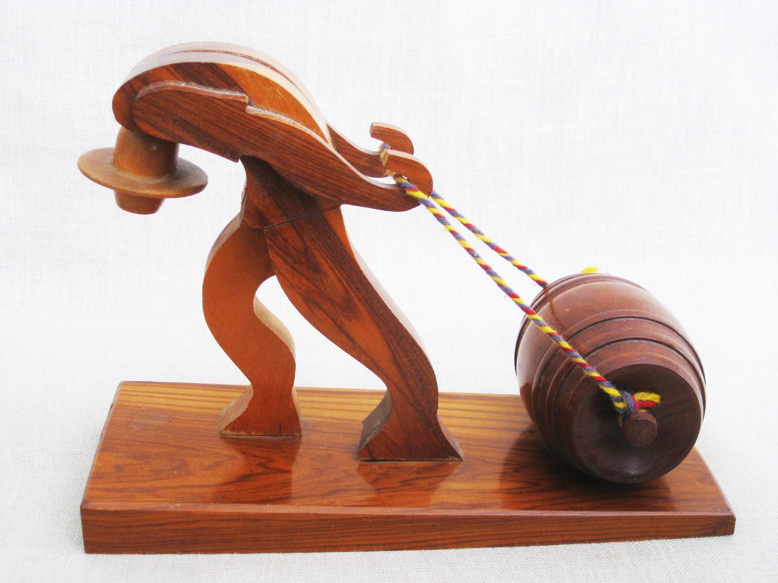 Vintage Male Portrait Wood Carving, Handmade, Labor, Barrel, Man in Hat ...