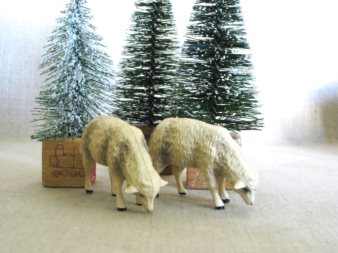 Vintage Miniature Sheep for Nativity and Christmas Village Mid-century ...