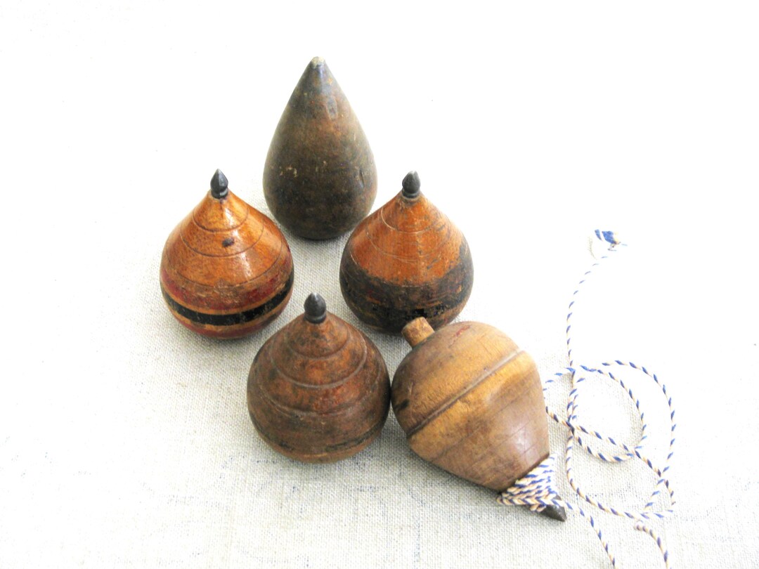 Vintage Wooden Top Toy Collection, Antique Man Cave and Nursery Décor - Etsy