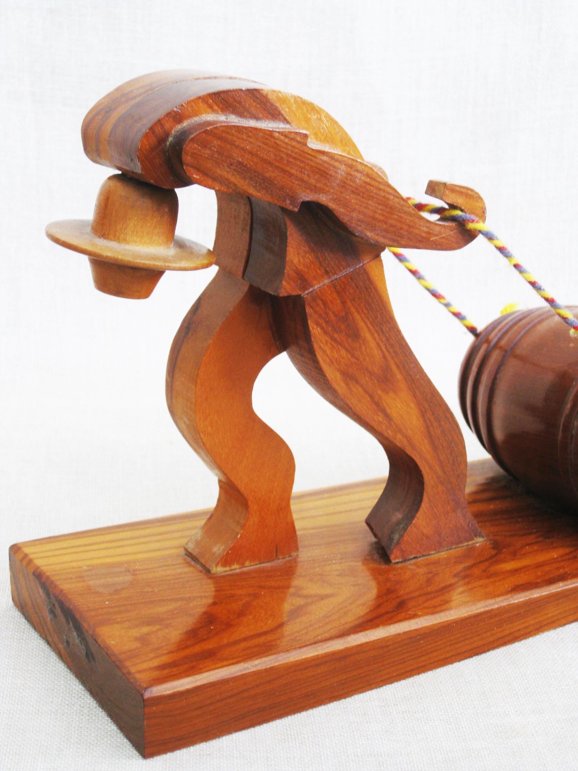 Vintage Male Portrait Wood Carving, Handmade, Labor, Barrel, Man in Hat ...