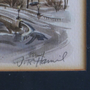 Vintage Urban Winter Landscape Watercolor Framed Print Hand Signed and ...