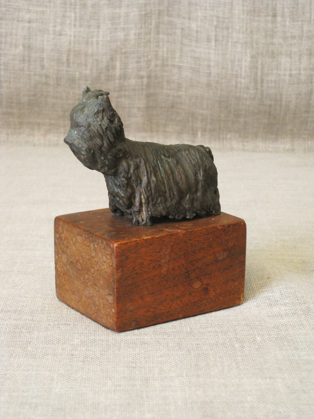 Vintage Bronze Dog Statue, Figure, Canine Sculpture, Terrier, Original ...