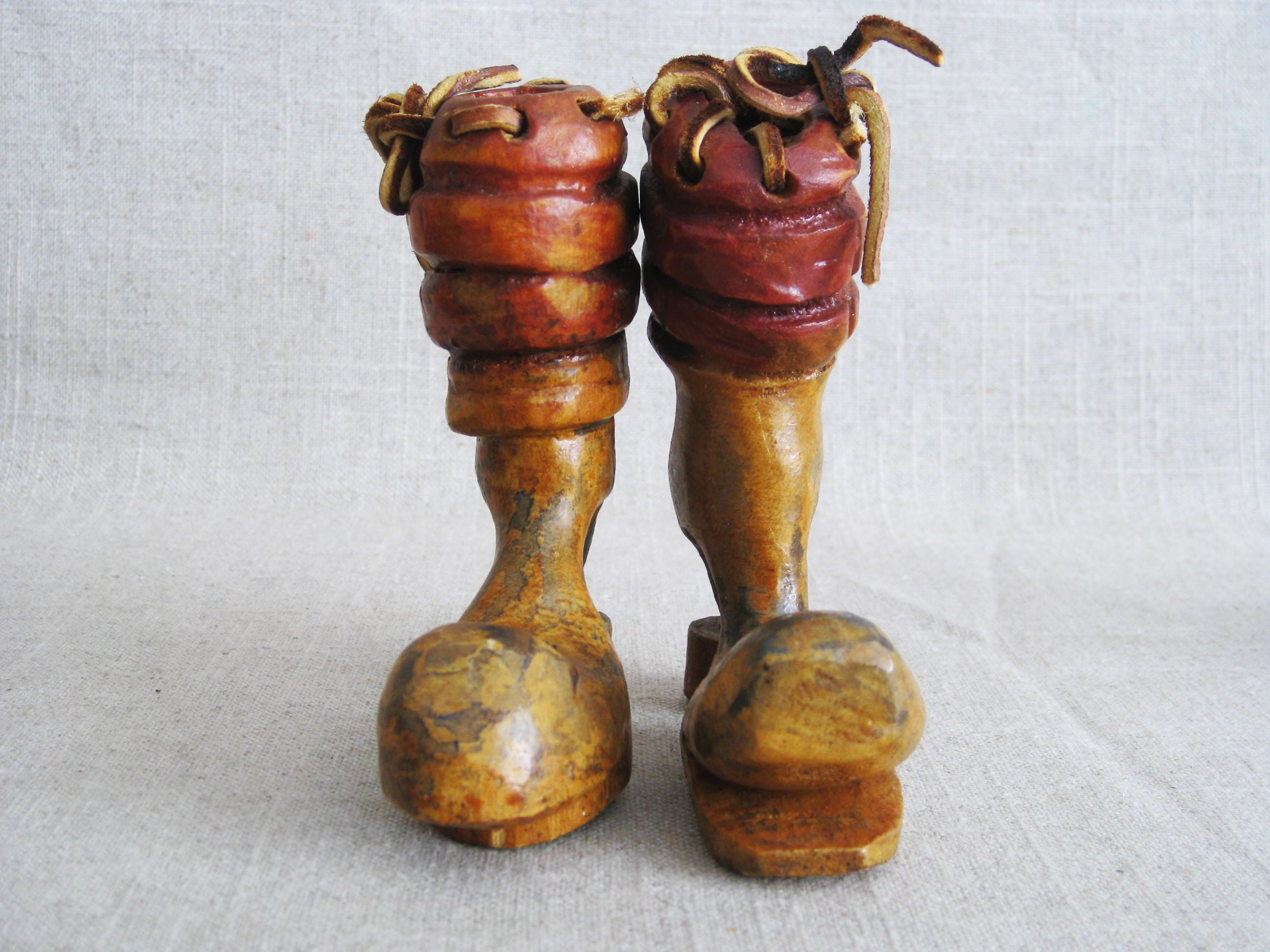 Vintage Miniature Boots, Wooden Shoe, Folk Art Carving, Boot Sculpture ...