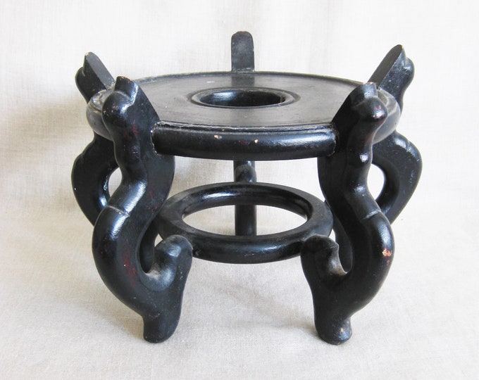Vintage Wooden Asian Plant Stand, Display, Planter, Pedestal, Wood ...