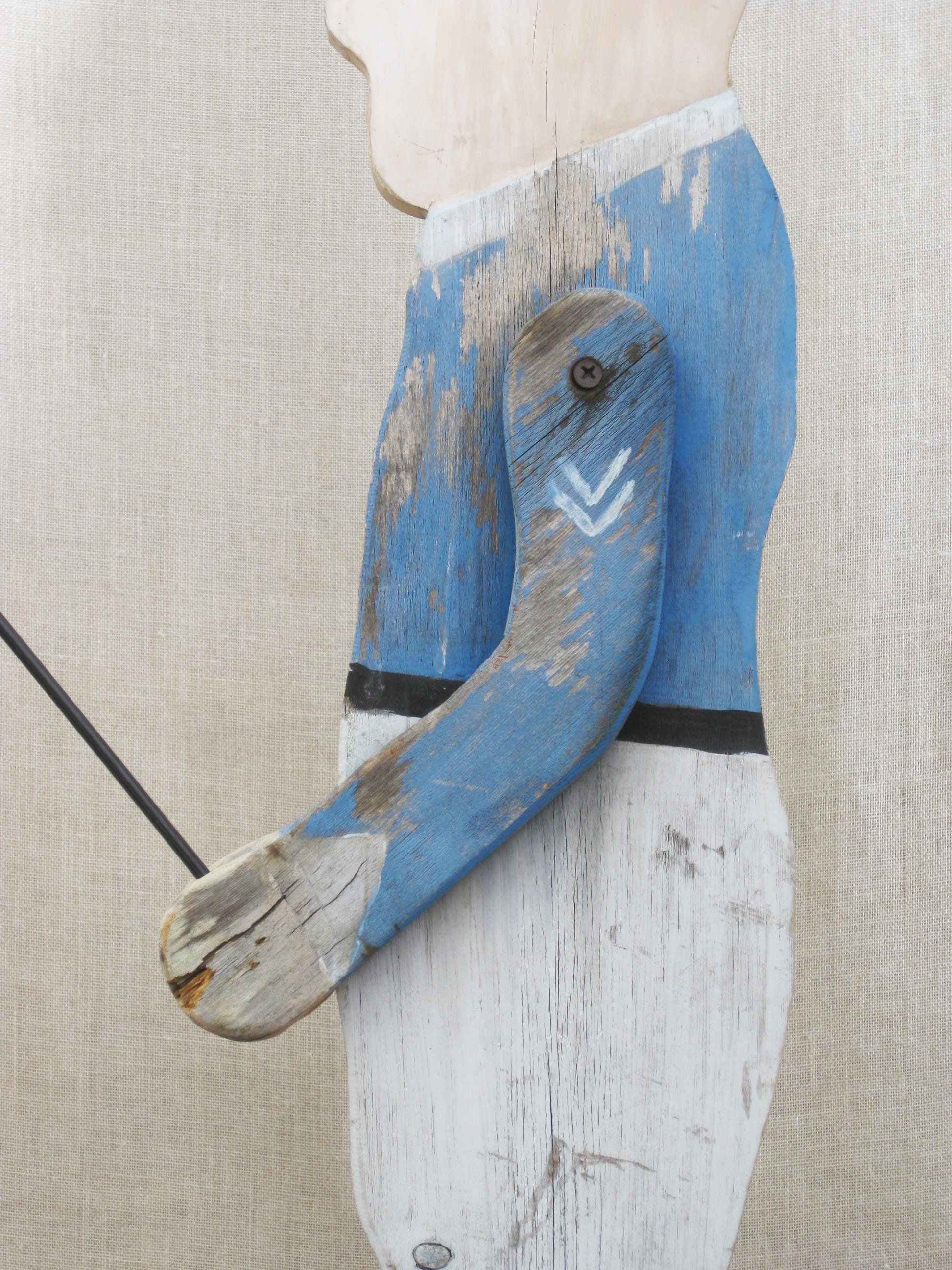 Vintage Primitive Folk Art Flag Holder, Standing Figure, Military, Male ...