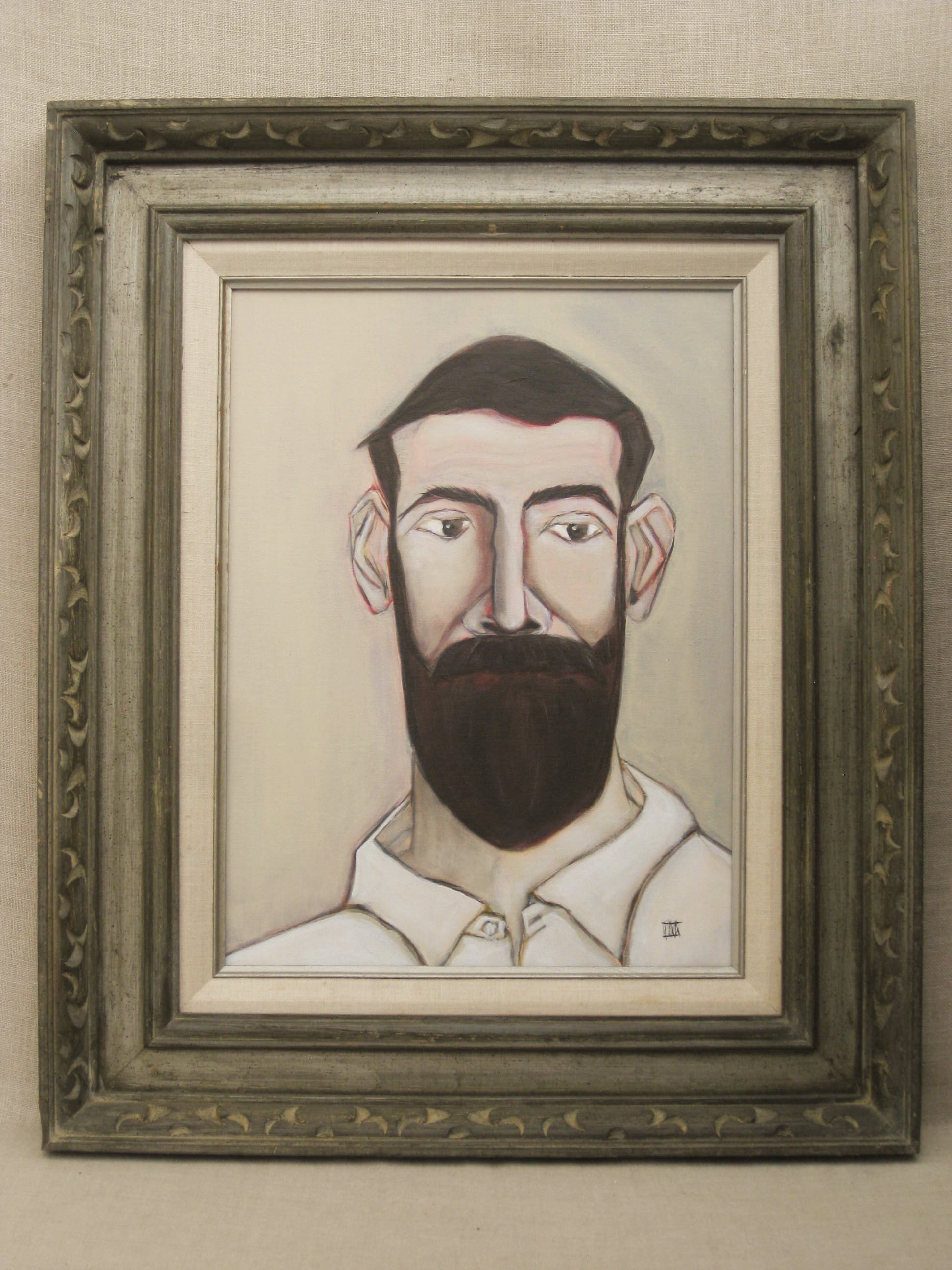 Original Fine Art Male Portrait Painting of Men with Beards, Framed ...