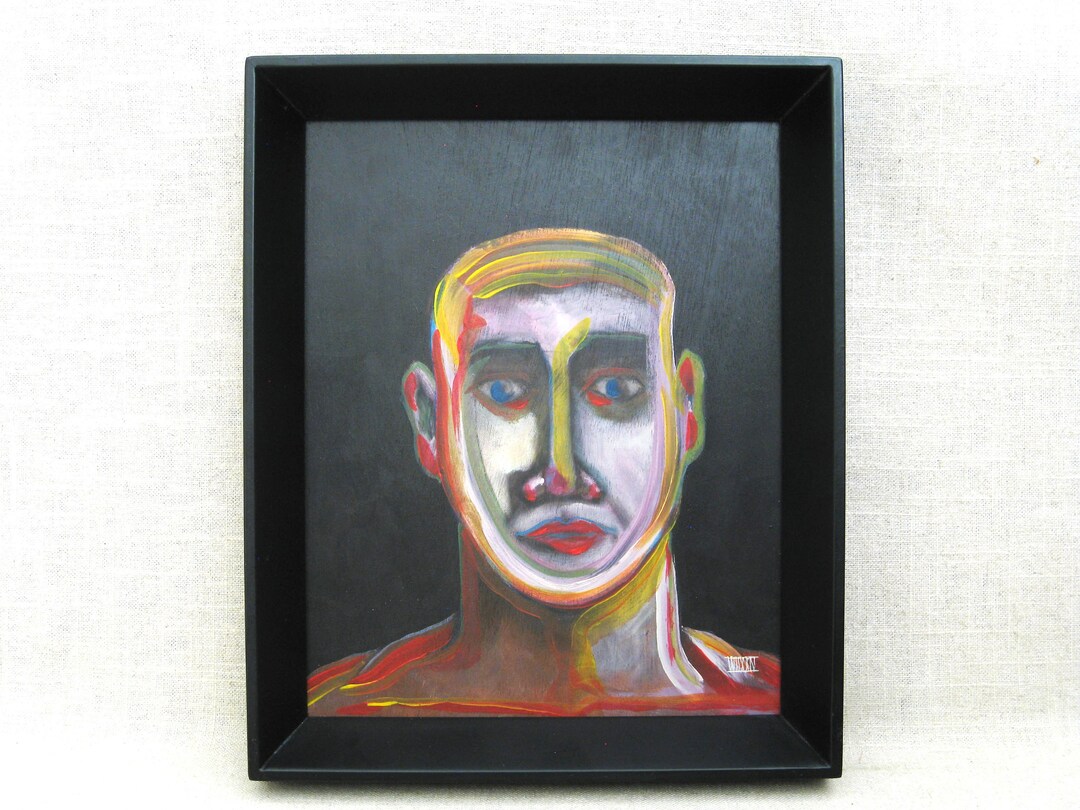 Original Male Portrait Painting Framed Wall Art of Men Fine Art Home ...