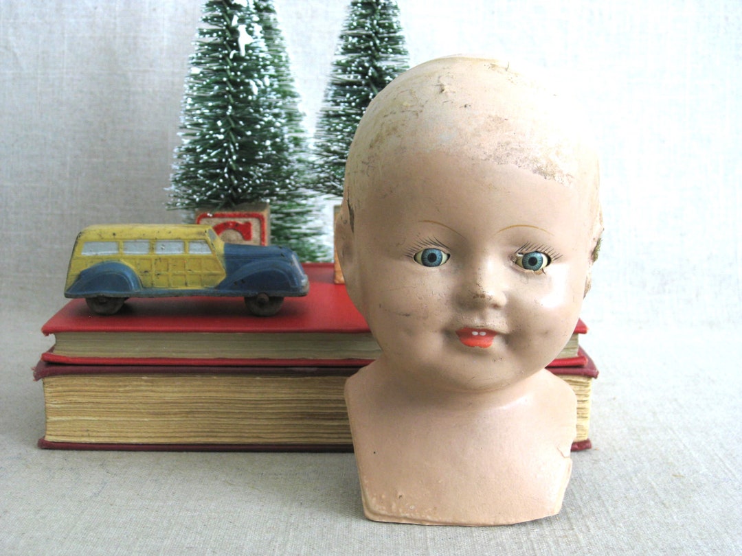 Vintage Composite Doll Head With Shoulder Yoke Female Doll Parts and ...