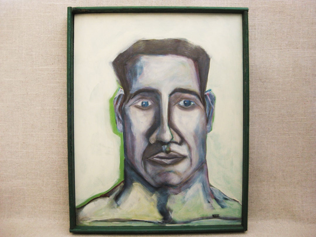 Male Portrait Painting Original Fine Art on Wooden Panel - Etsy