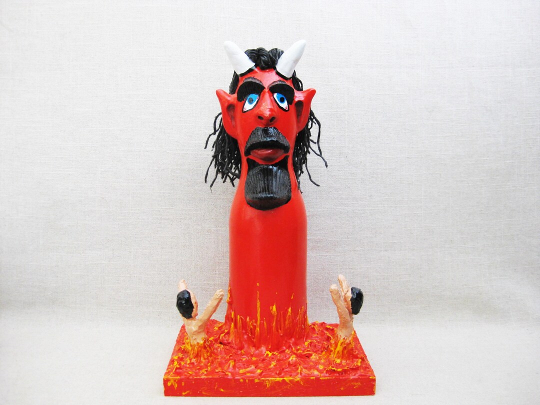 Vintage Devil Bust Sculpture Folk Art Male Portrait Upcycled Recycled ...