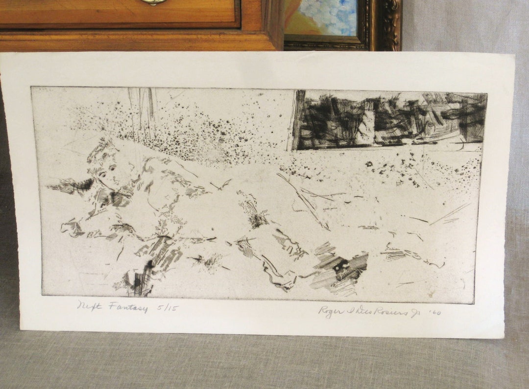 Vintage Female Portrait Etching, Original Fine Art, Unframed, Engraving ...