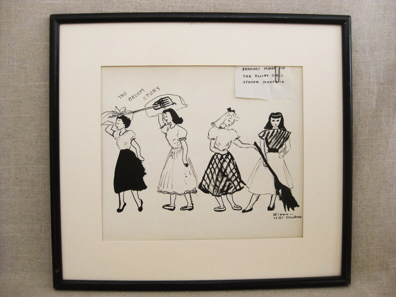 Vintage Female Portrait Ink Drawing Framed Original Fine Art - Etsy