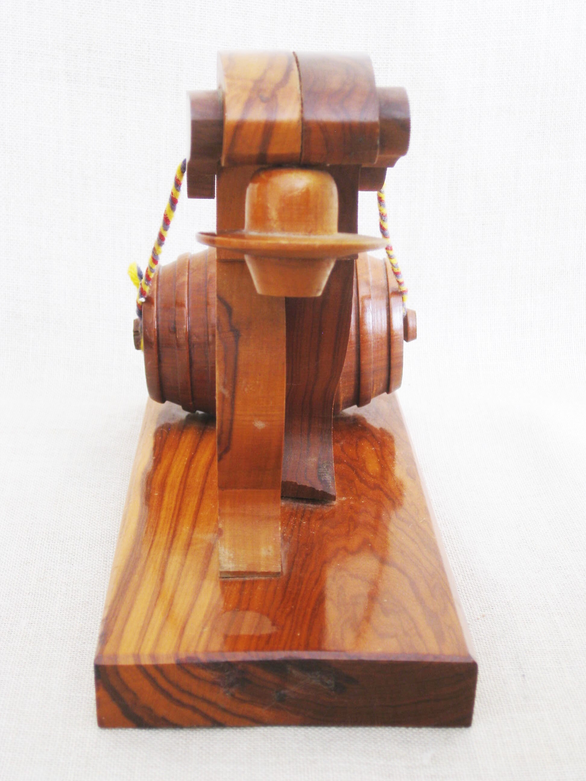 Vintage Male Portrait Wood Carving, Handmade, Labor, Barrel, Man in Hat ...