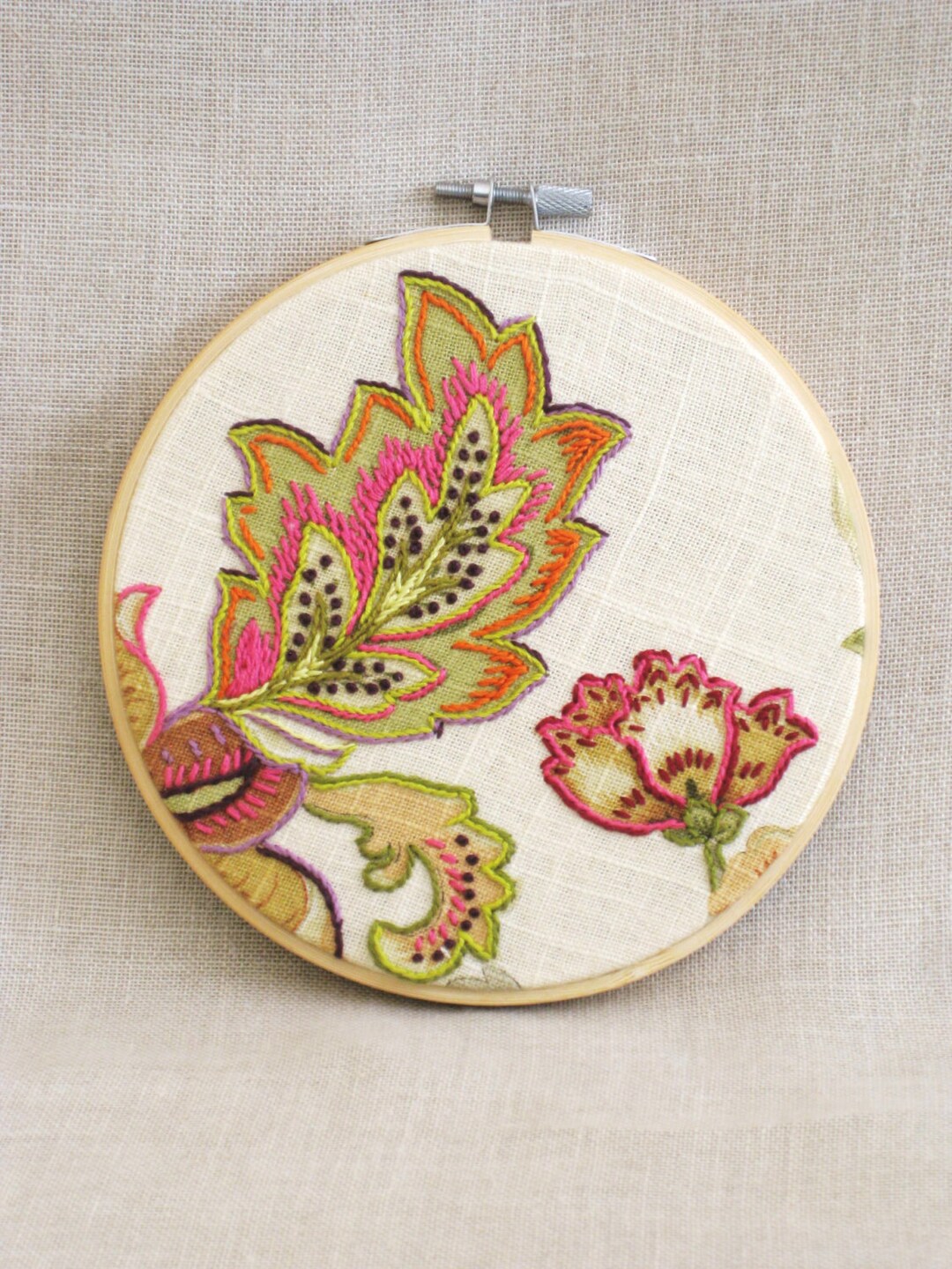 Flower Hoop Art Hand Embroidery Floral Wall Décor Wedding Gift Cottage ...