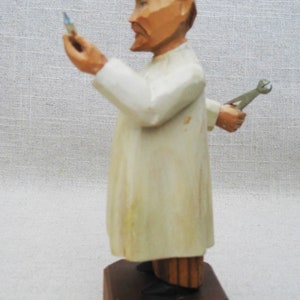 Folk Art Doctor Figure Sculpture, Wood Carving, Dentist Statue, Medical ...