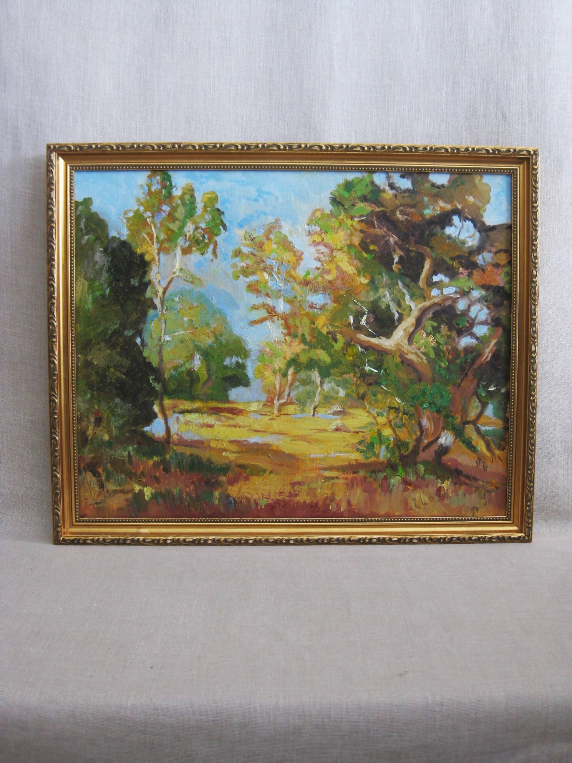 Vintage Landscape Painting, Framed, Gilt Style Frame, Original Fine Art ...