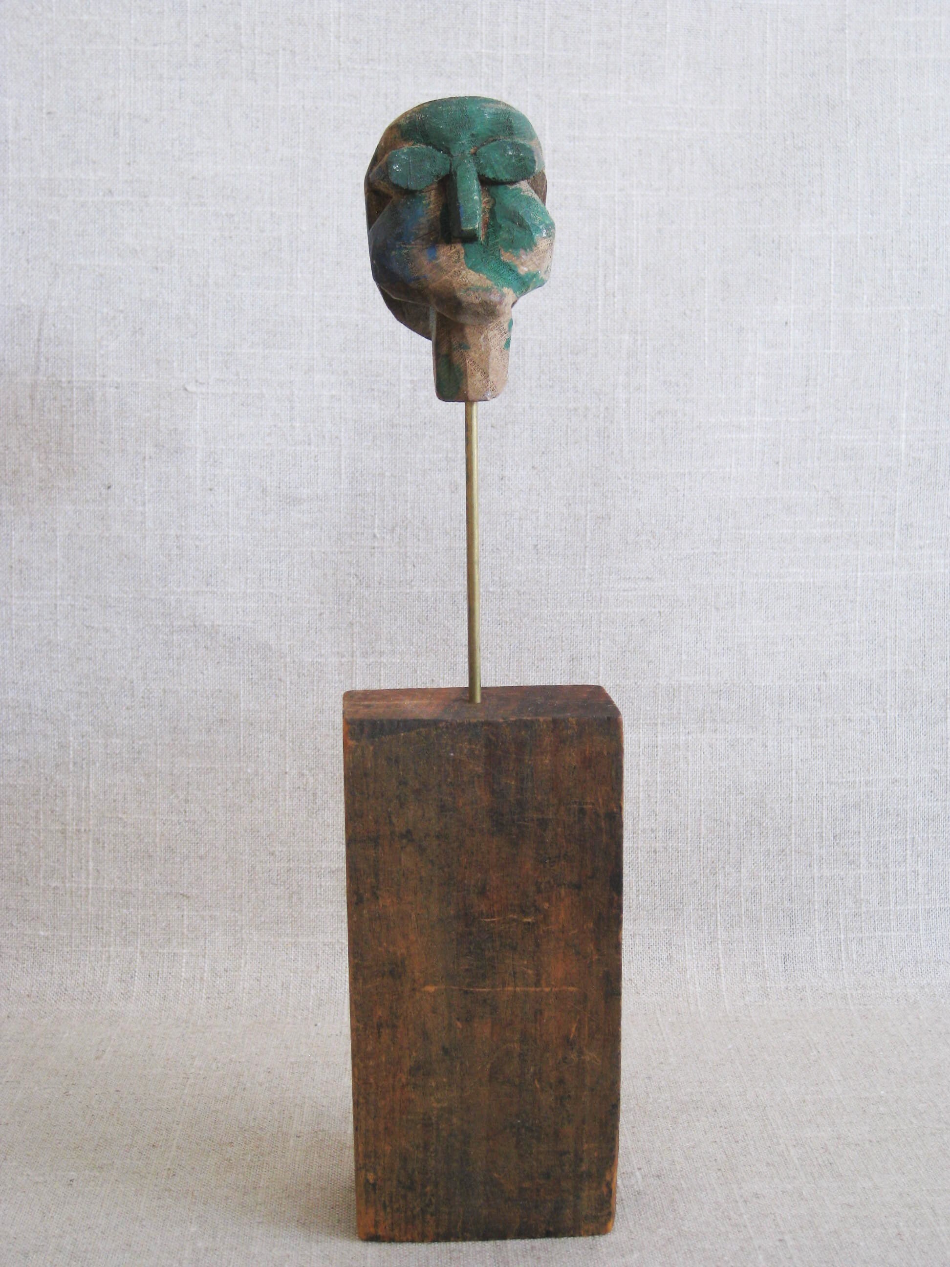 Vintage Female Portrait Folk Art Carving, Hand Carved Sculpture ...