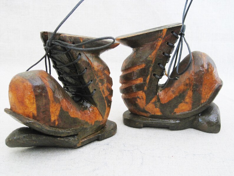 Vintage Miniature Boots Wooden Shoe Folk Art Carving Boot | Etsy