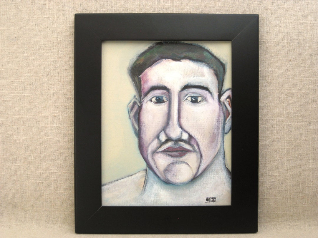 Framed Male Portrait Painting, Original OOAK Wall Décor in Modern ...