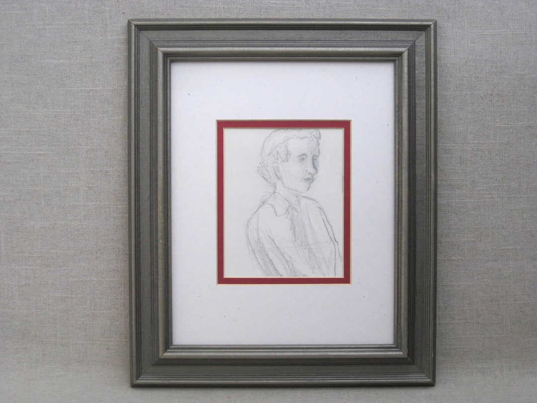 Original Female Portrait Drawing, Pencil on Paper Framed Wall Art ...