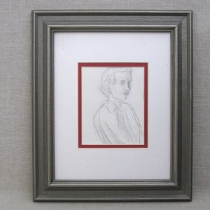 Vintage Female Portrait Drawing Pencil on Paper Framed Original Wall ...