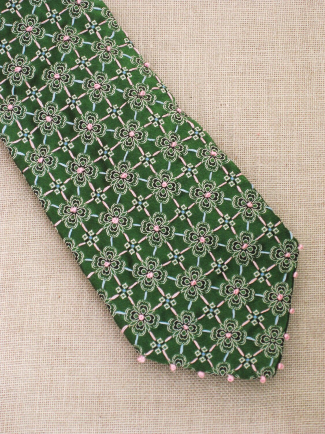 Vintage Silk Ties, Floral Neckties, Flowers, Green, Hand Embroidered ...