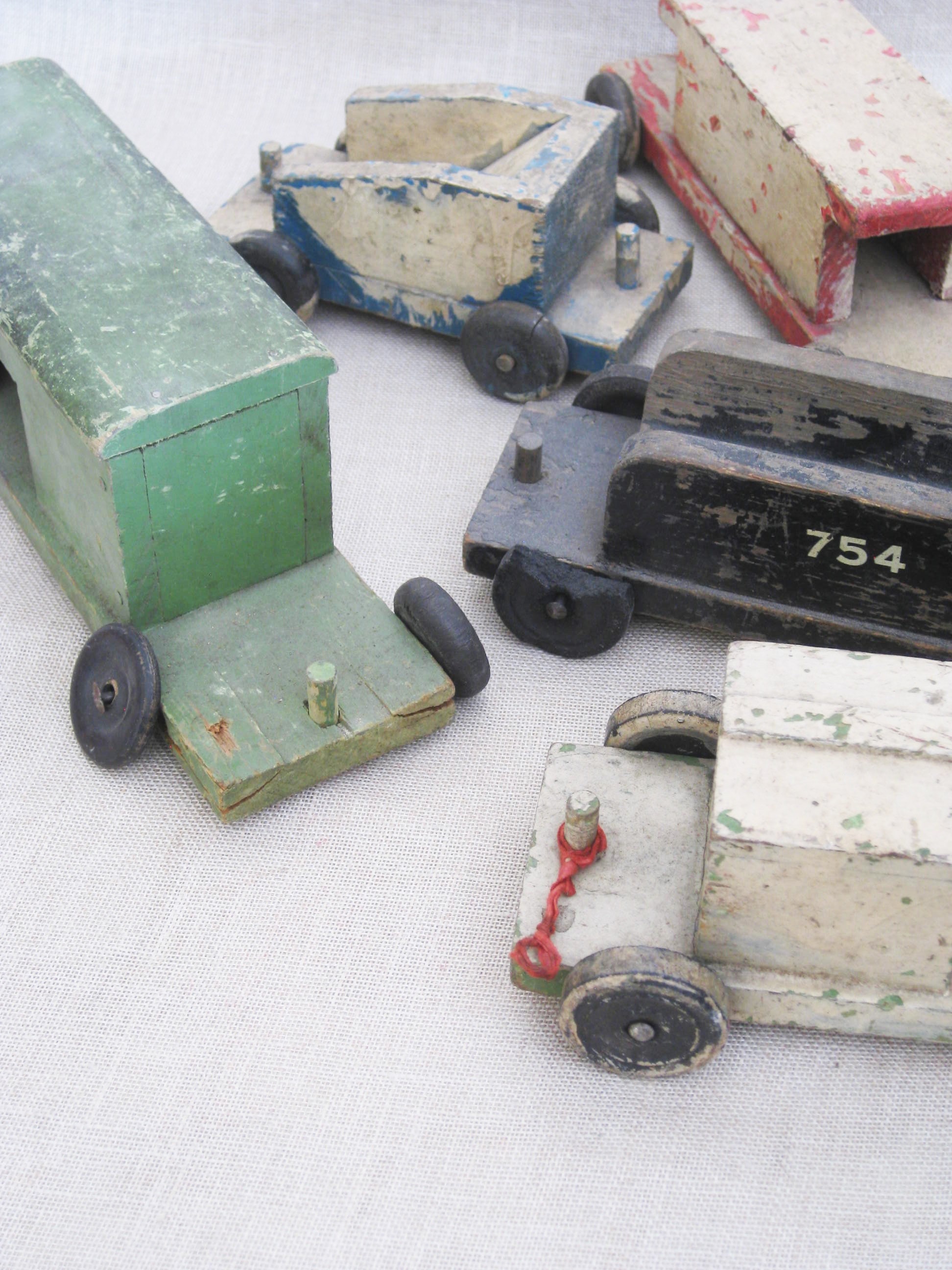 Vintage Primitive Wooden Train Cars, Folk Art Toys, Transportation ...