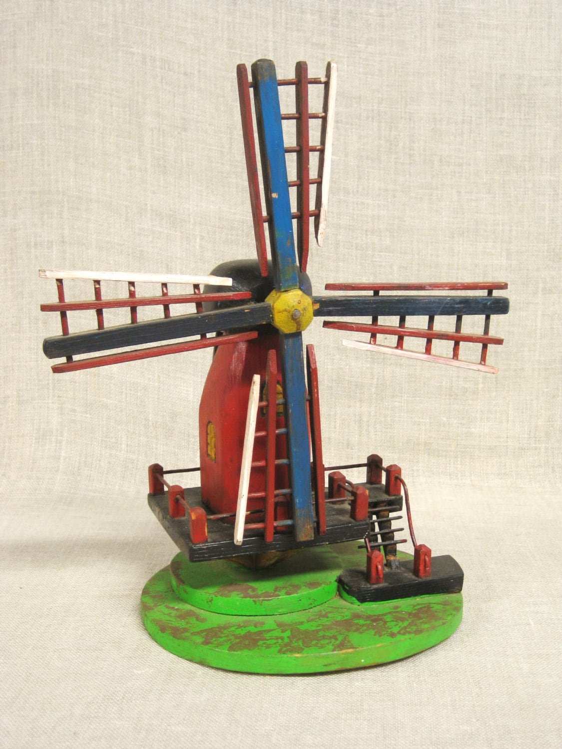 Vintage Wooden Folk Art Windmill Sculpture, Miniature Model ...